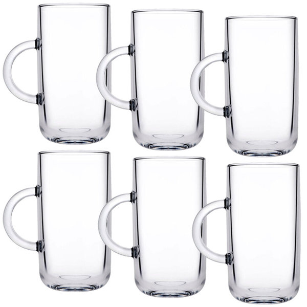 Marlow Home Co. 6 Pcs Iconic Glass Mugs Coffee Tea Cup Set Hot Drinks ...