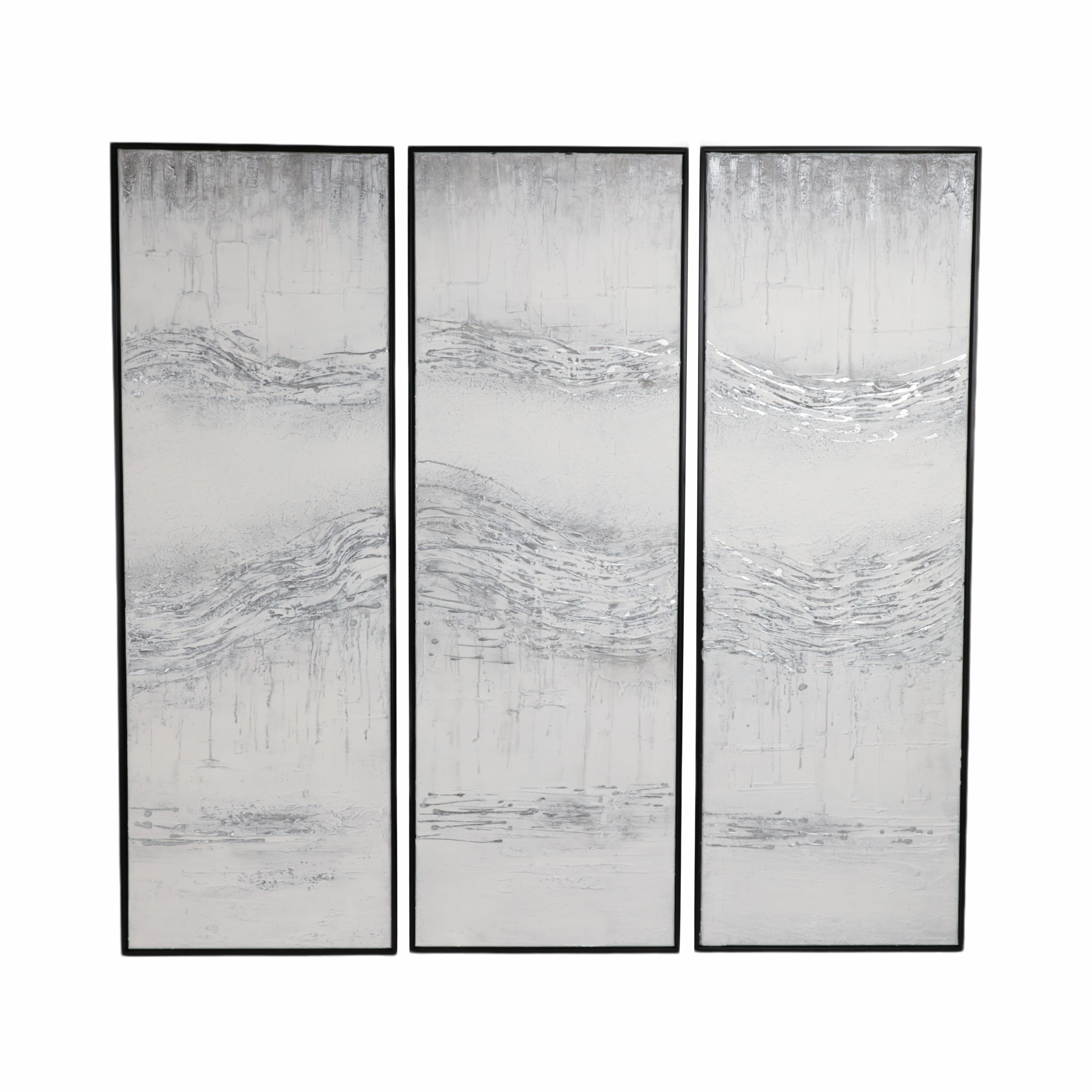 Orren Ellis Modern Neutral 61X21 Set Of 3 Framed Abstract , Rectangle ...