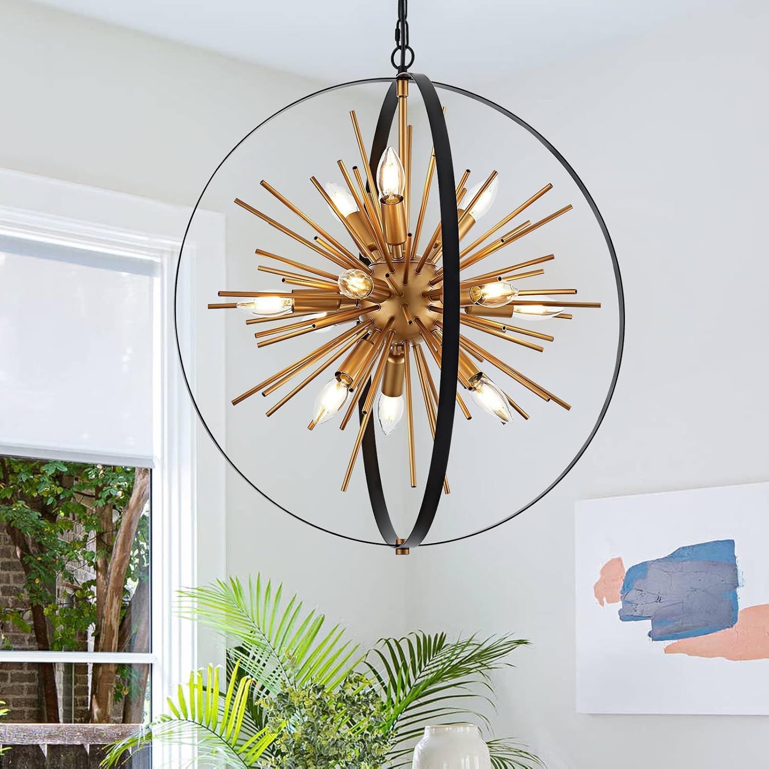 Mercer41 Globe Sputnik Chandelier Modern Adjustable Hanging Ceiling ...