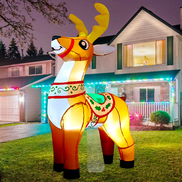 GOOSH Christmas Inflatable 5.7FT Outdoor Christmas Reindeer Inflatable ...