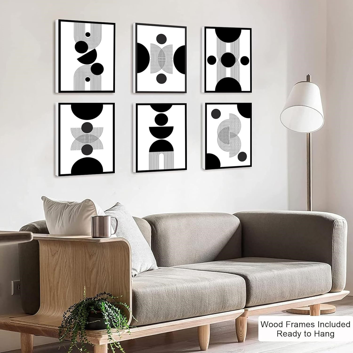 Wrought Studio™ Framed Abstract Wall Art, Modern Boho Black And White ...