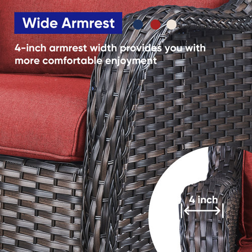 Red Barrel Studio® Schutt 3 Piece Patio Set Outdoor Wicker Glider ...