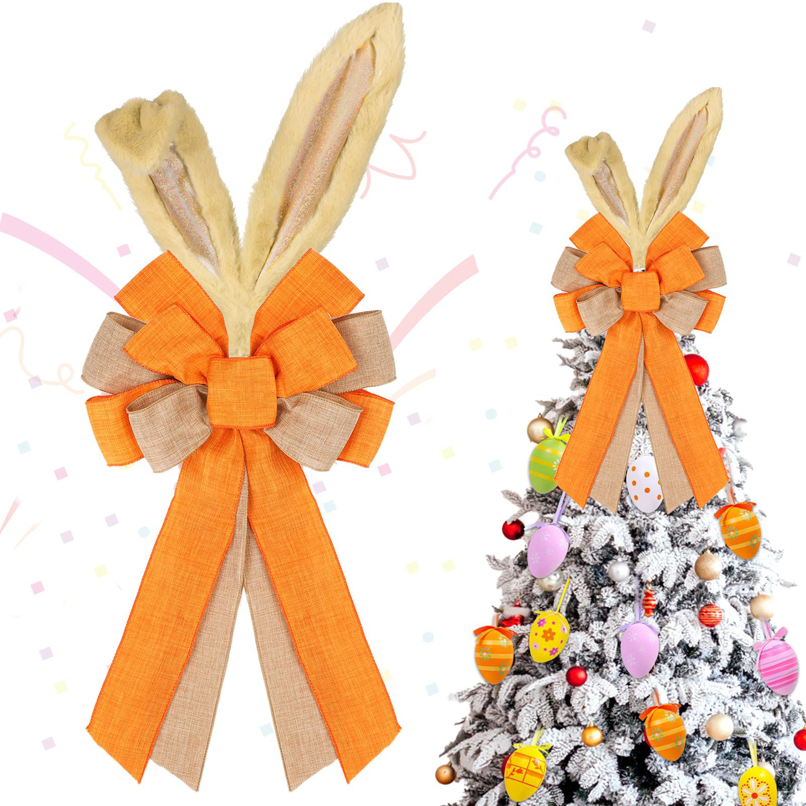 Ophelia & Co. Easter Bunny Ears Tree Topper Decoration, Wreath Bow Tree ...