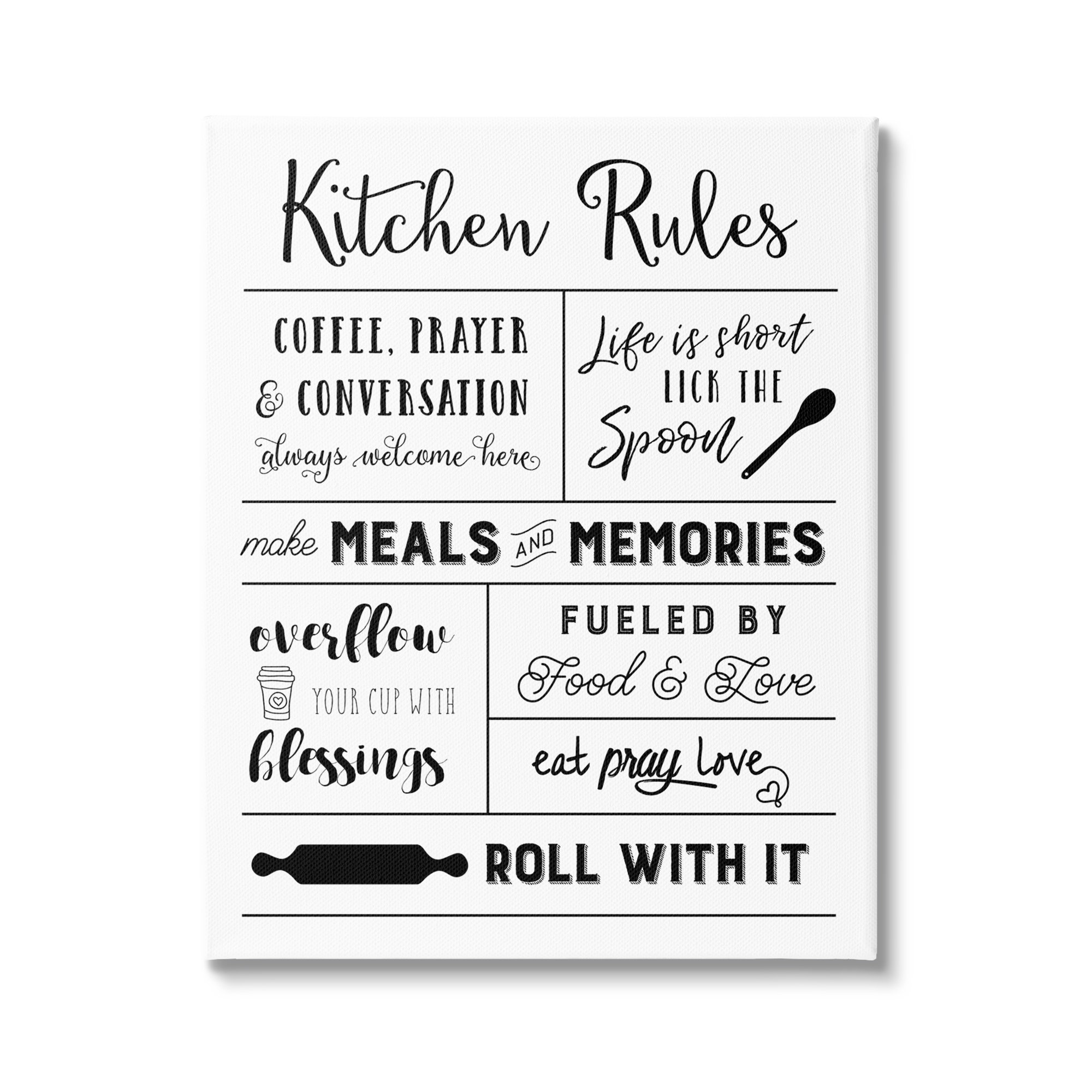 Trinx Minimal Kitchen Rules Chart Canvas Wall Art by Amanda Murray ...