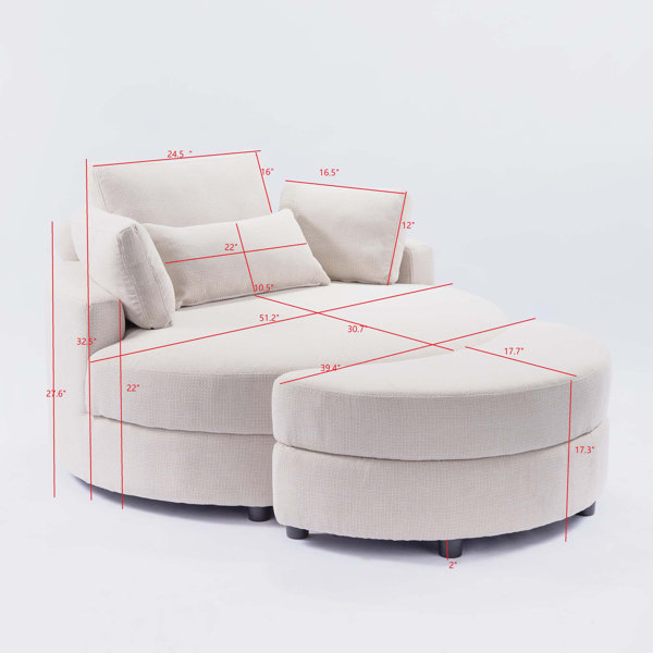 Latitude Run® Large round chair with storage linen fabric for living ...