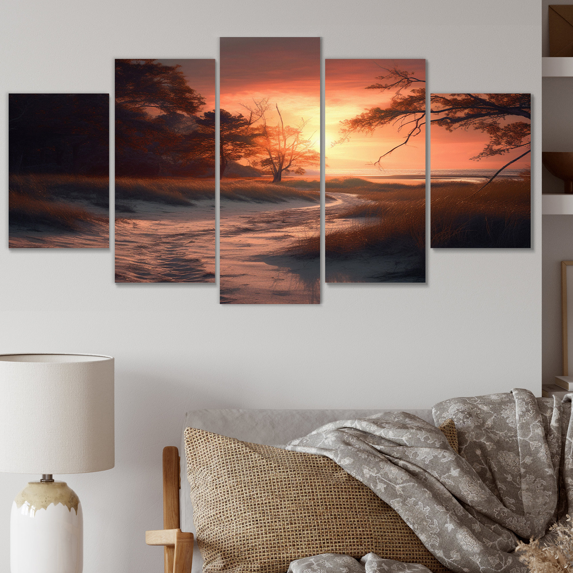 Design Art Beachside Sunset I - Coastal Metal Art Print Set | Wayfair