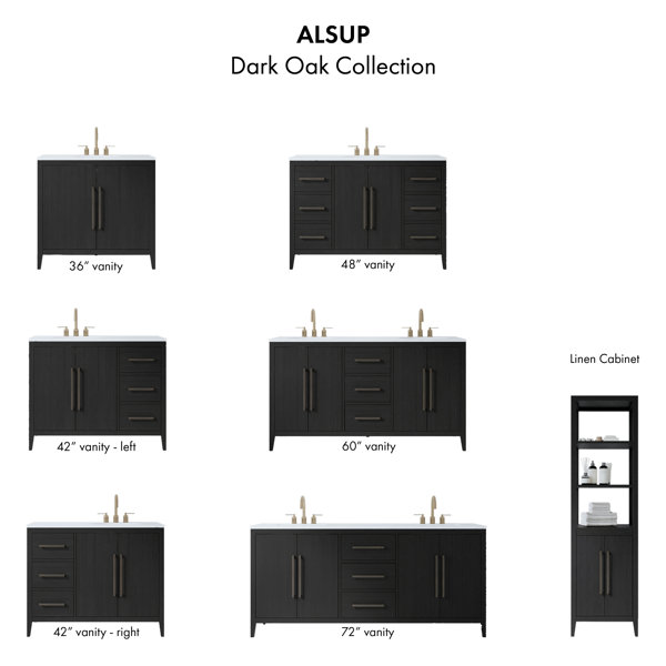 Highbury Furnishings Alsup 48" Single Bathroom Vanity with Quartz Top ...