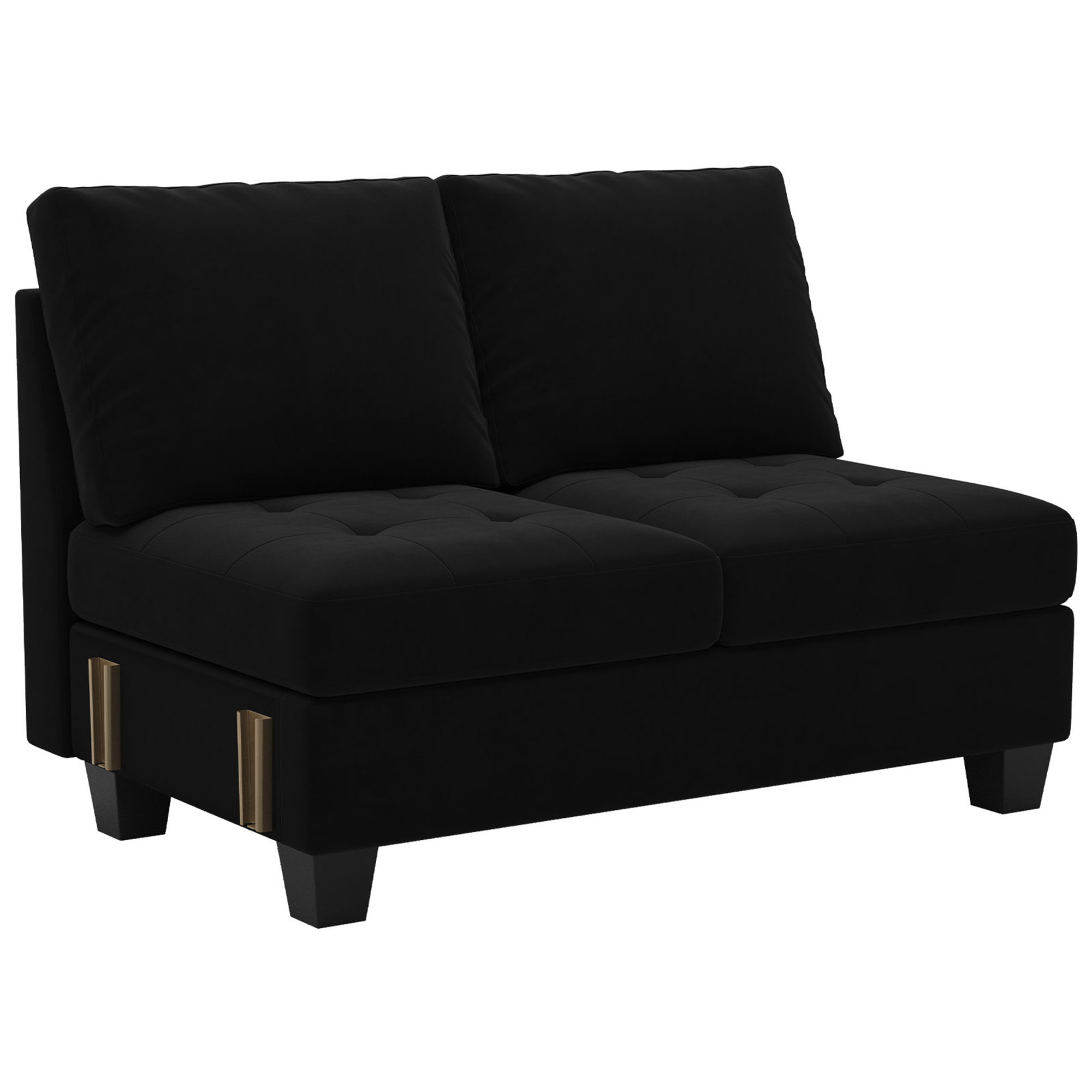Mercer41 Eyram Velvet Armless 2 Seater Chair, Double Seat Module For ...