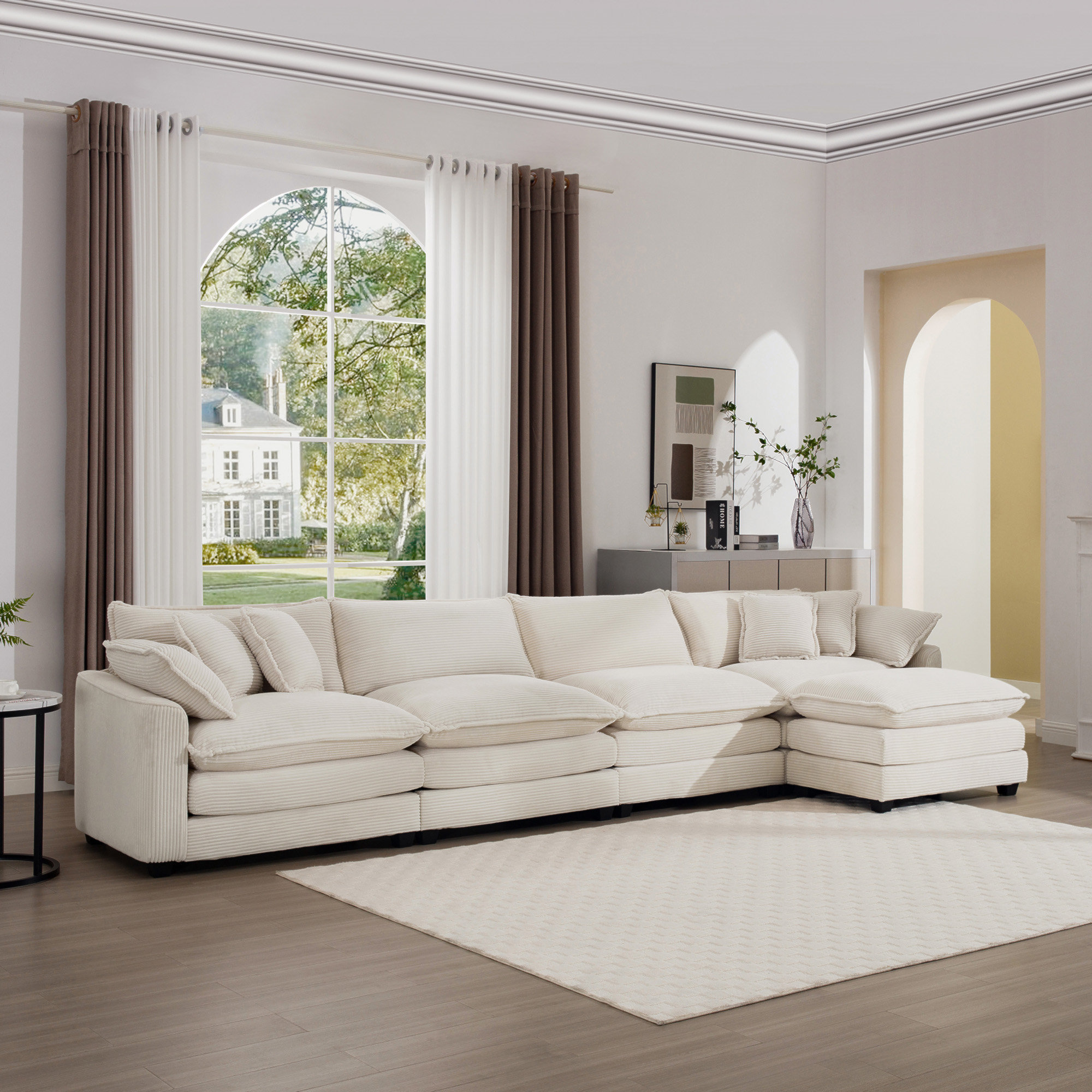 Hokku Designs Comfortable Modular Sectional Sofa With Ottoman And ...