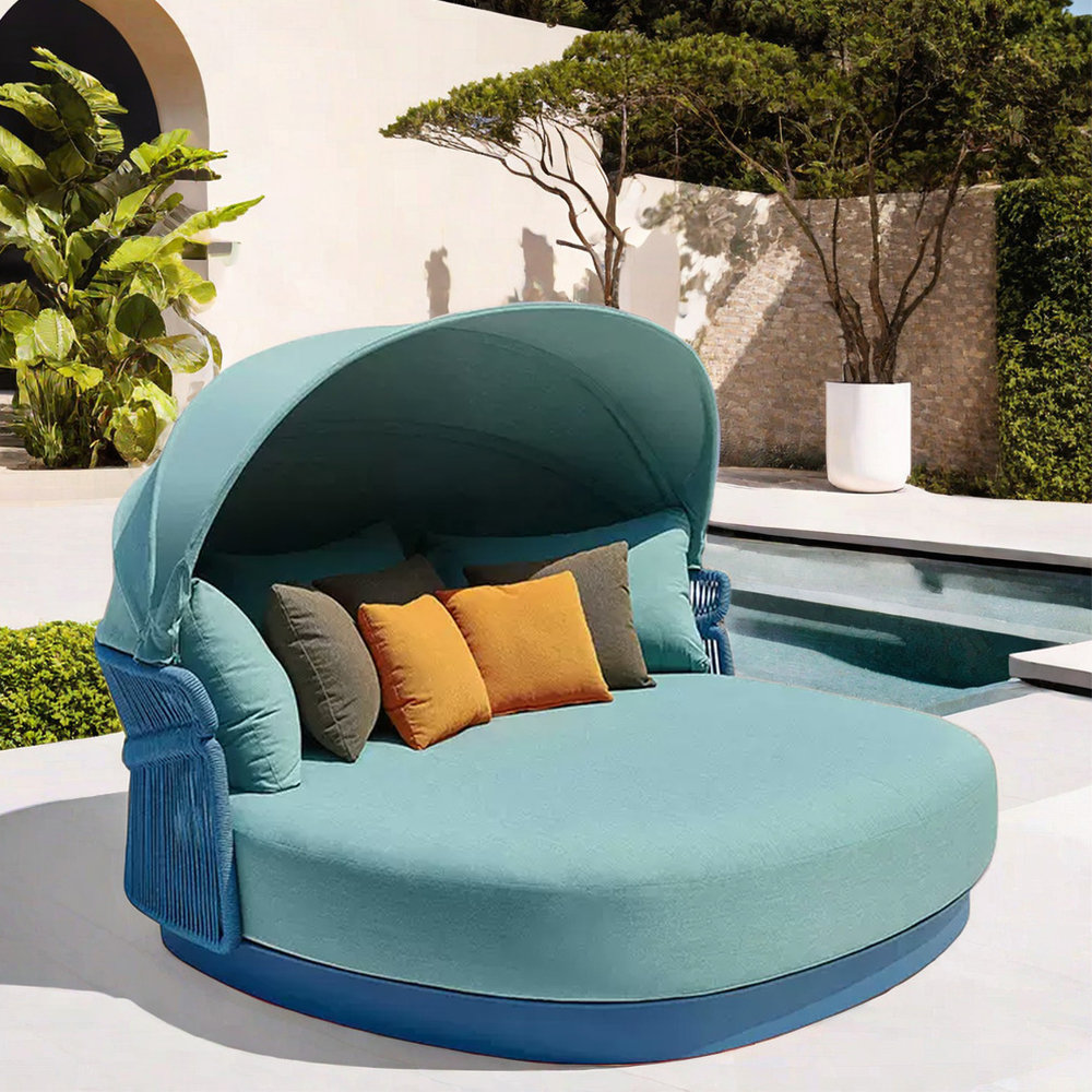 Elegant Home Furnishings.s Courtyard Braided Rope Patio Daybed 51.18 ...