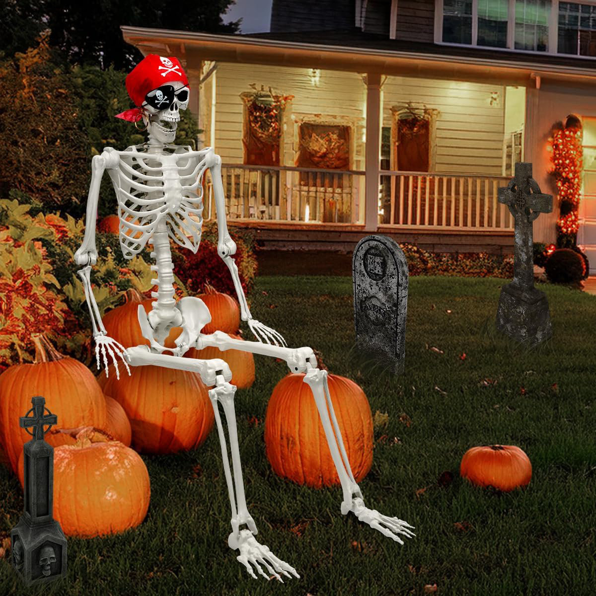 The Holiday Aisle® 5.9 Ft Skeleton Halloween Decorations, Full Body ...
