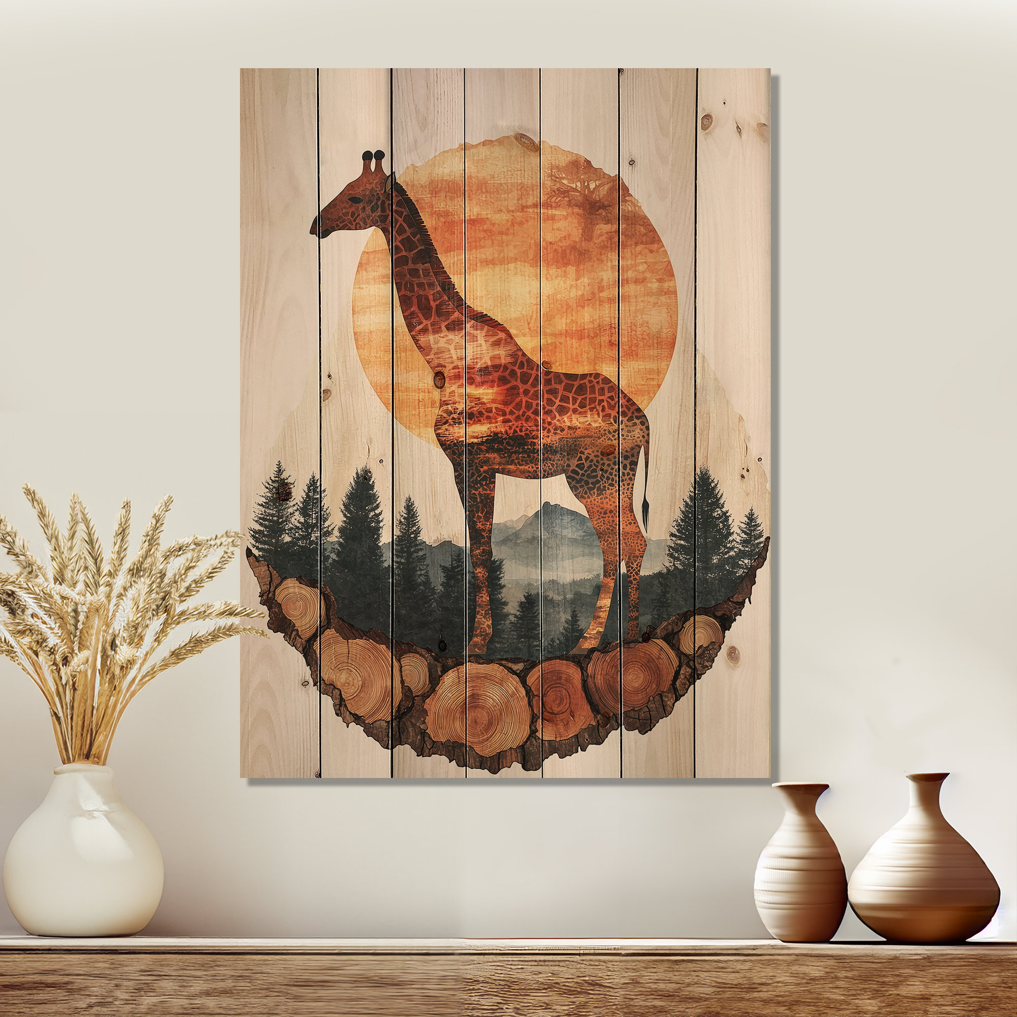 Millwood Pines Silent Watcher Giraffe In African Landscape II - Giraffe ...