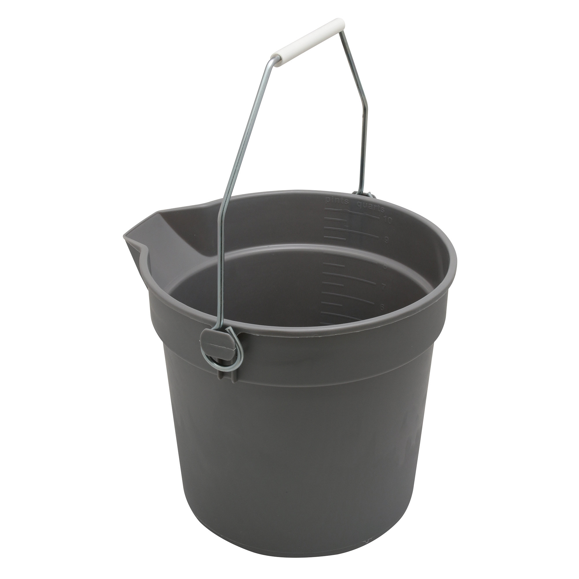 Prime-Line Bucket With Handle And Spout, 10-quart, Plastic, Grey ...