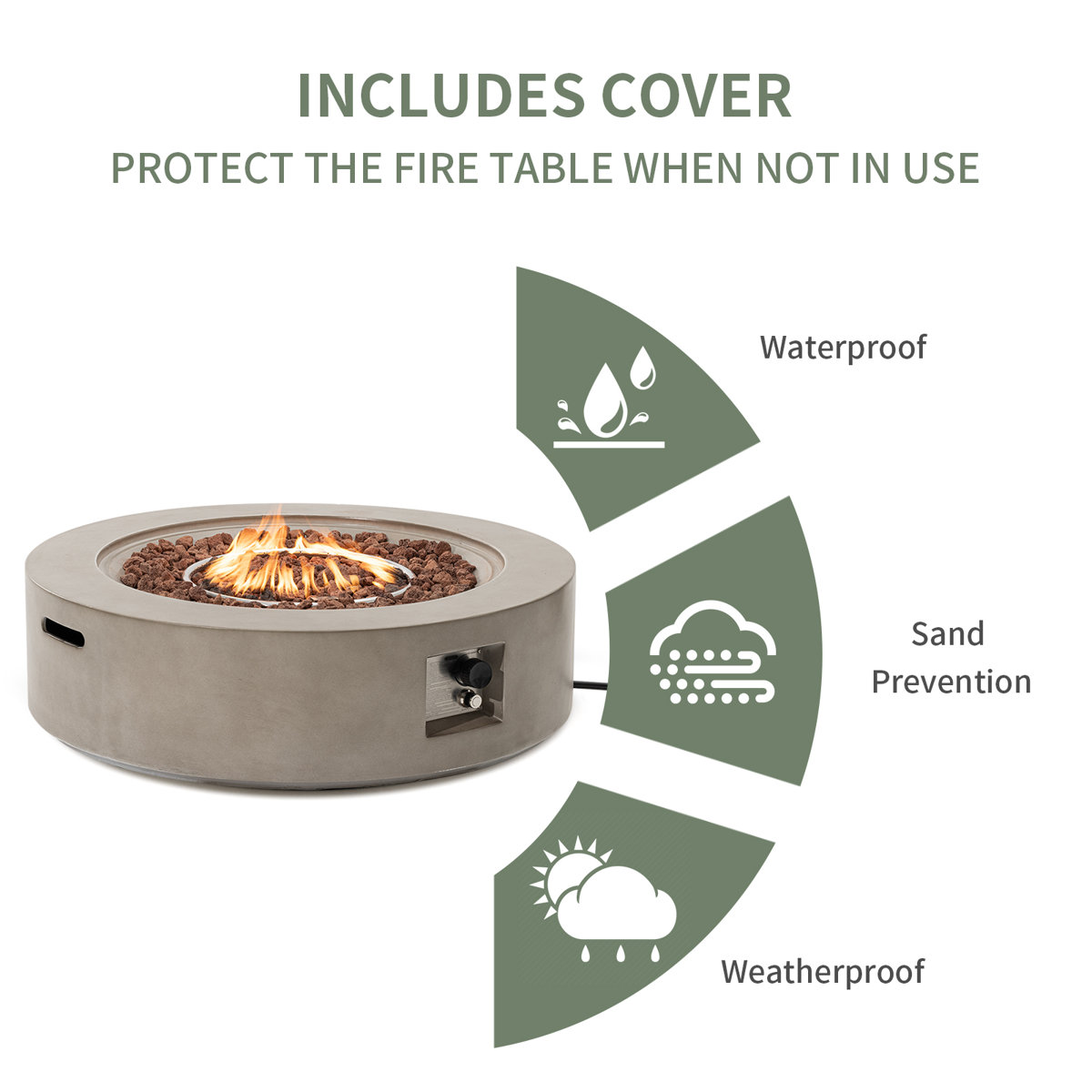 Ebern Designs Shade Concrete Propane Outdoor Fire Pit Table & Reviews ...