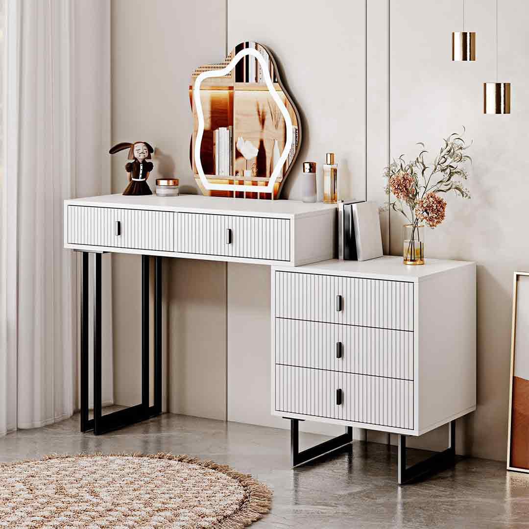 Ebern Designs Dulcinea Vanity Desk with 3 Color Touch Screen Dimming ...