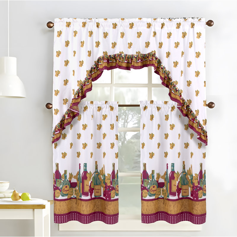 Fleur De Lis Living Correia Wine Ruffle Kitchen Curtain Set & Reviews ...