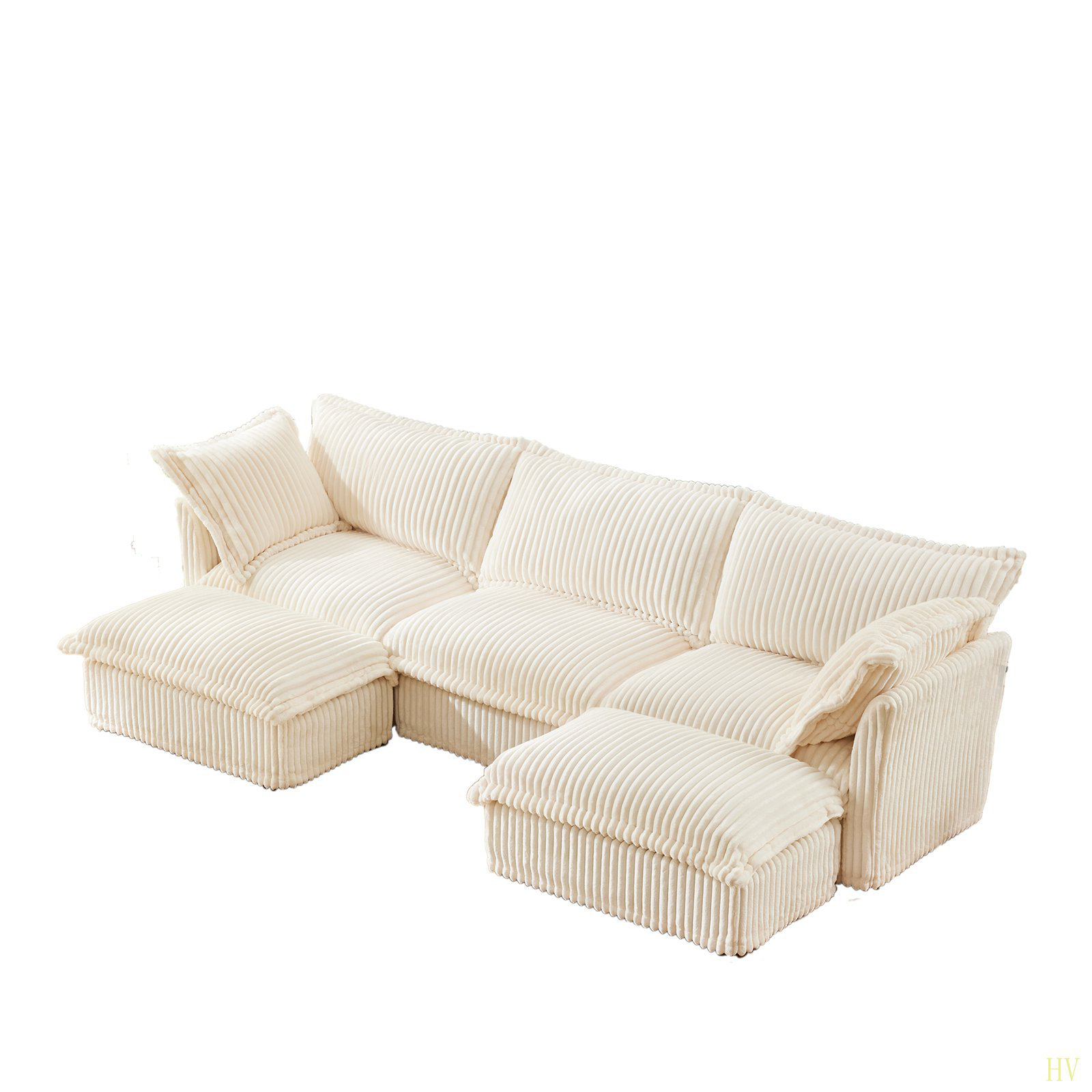 Latitude Run® Slipcovered U Shape Sectional Deep Seat Sofa Couch, 3 ...