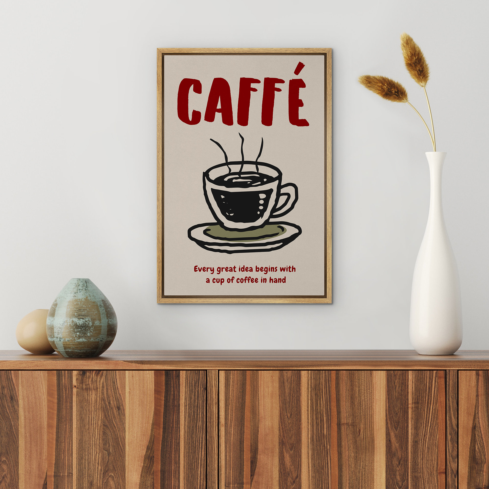wall26 Caffe Coffee Framed Master Bedroom Wall Art Canvas Print | Wayfair
