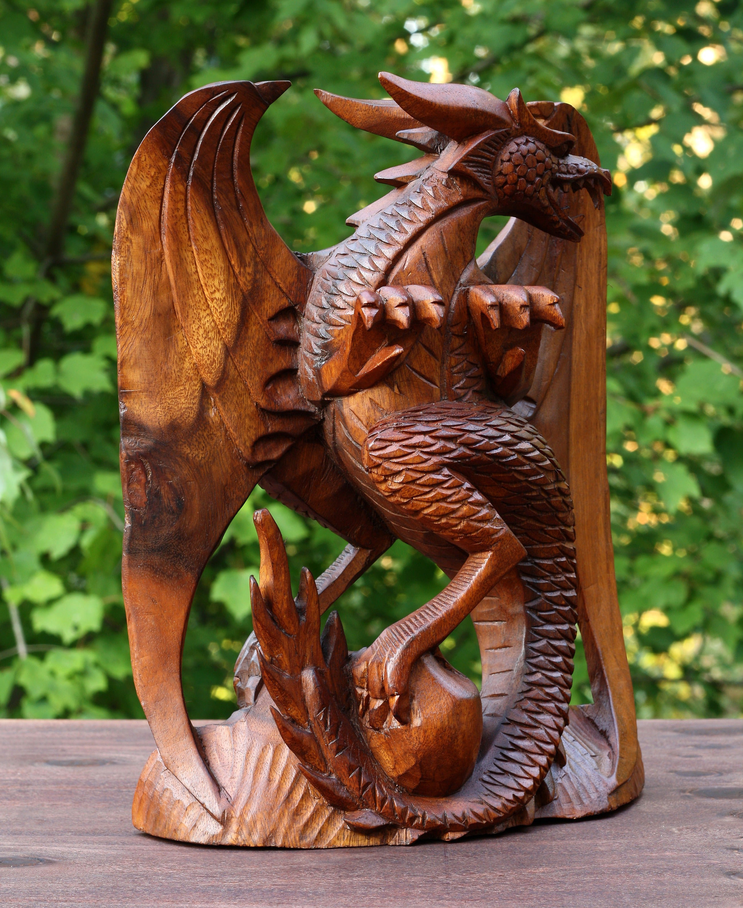 Trinx Wooden Handmade Skyrim Dragon Statue Sculpture Handcrafted Gift ...