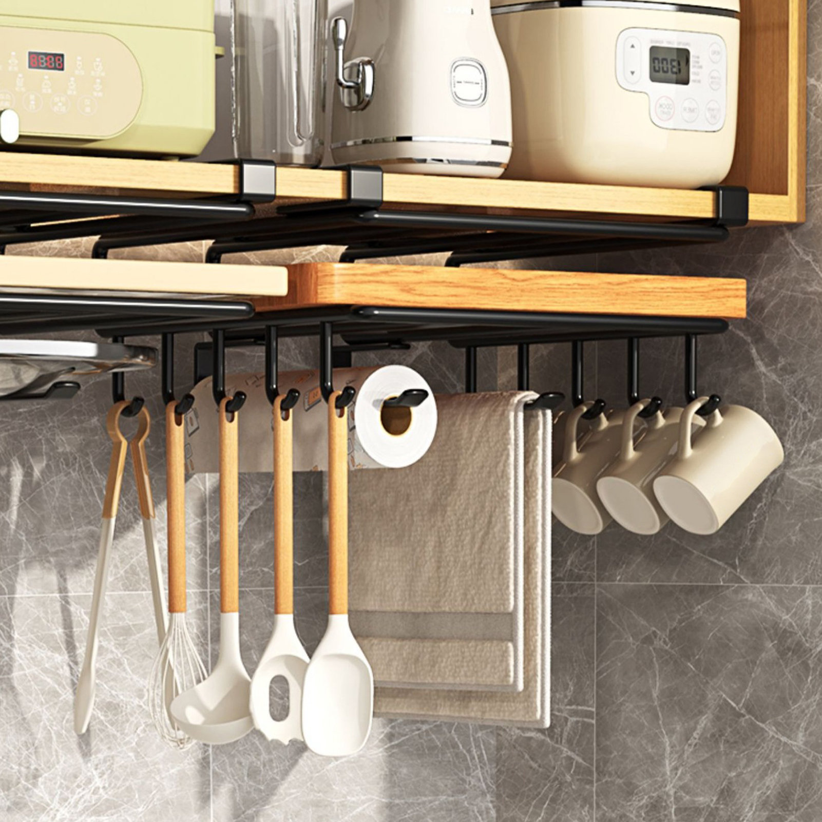 Rebrilliant Cabinet Hanger with Multi Hooks Punch-free Installation ...