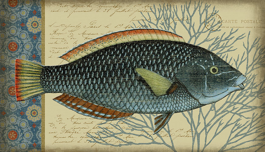 Highland Dunes " Indigo Fish 1 " by Suzanne Nicholl - Wayfair Canada