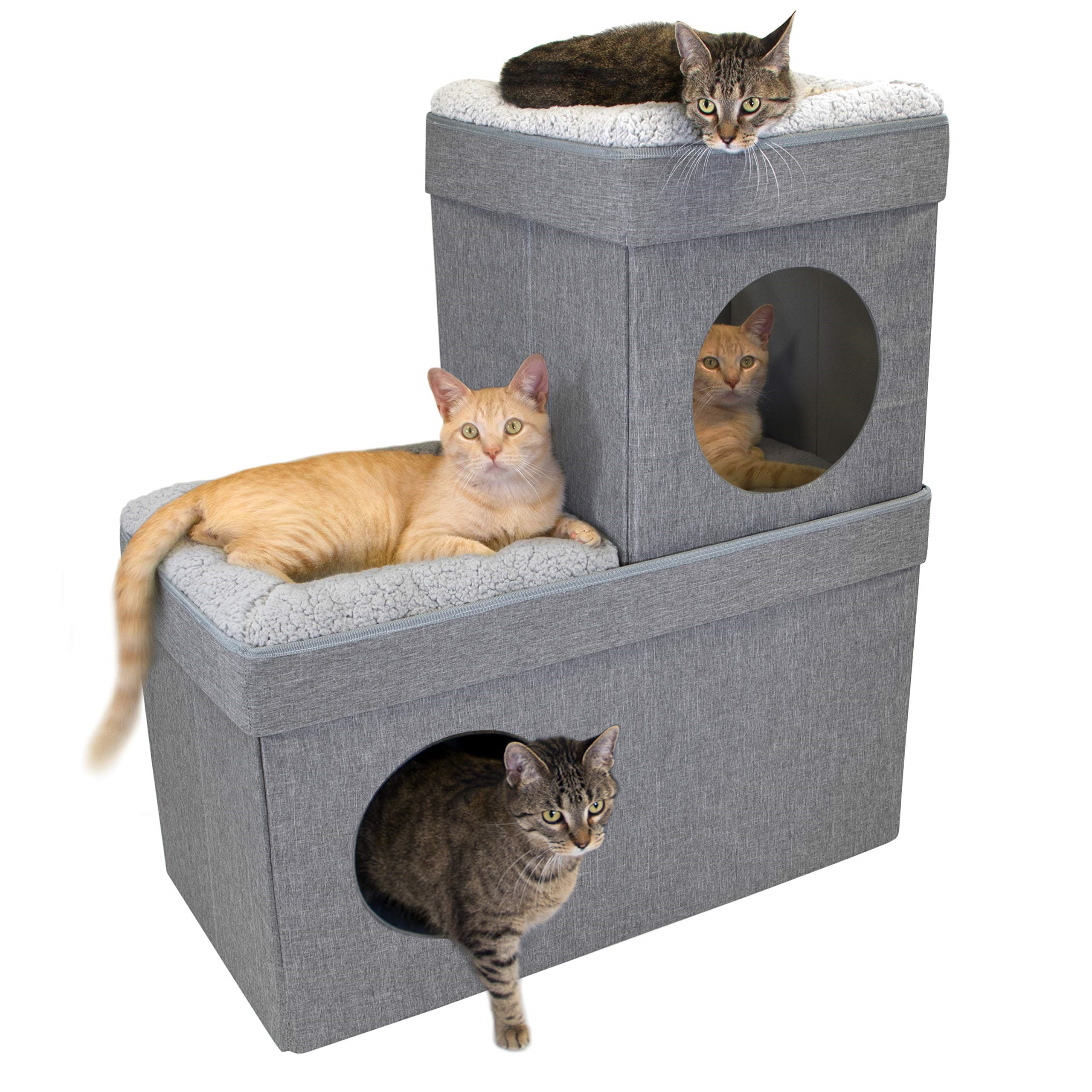 Tucker Murphy Pet™ Large Stackable Grey Condo, Cat Cube, Cat House ...