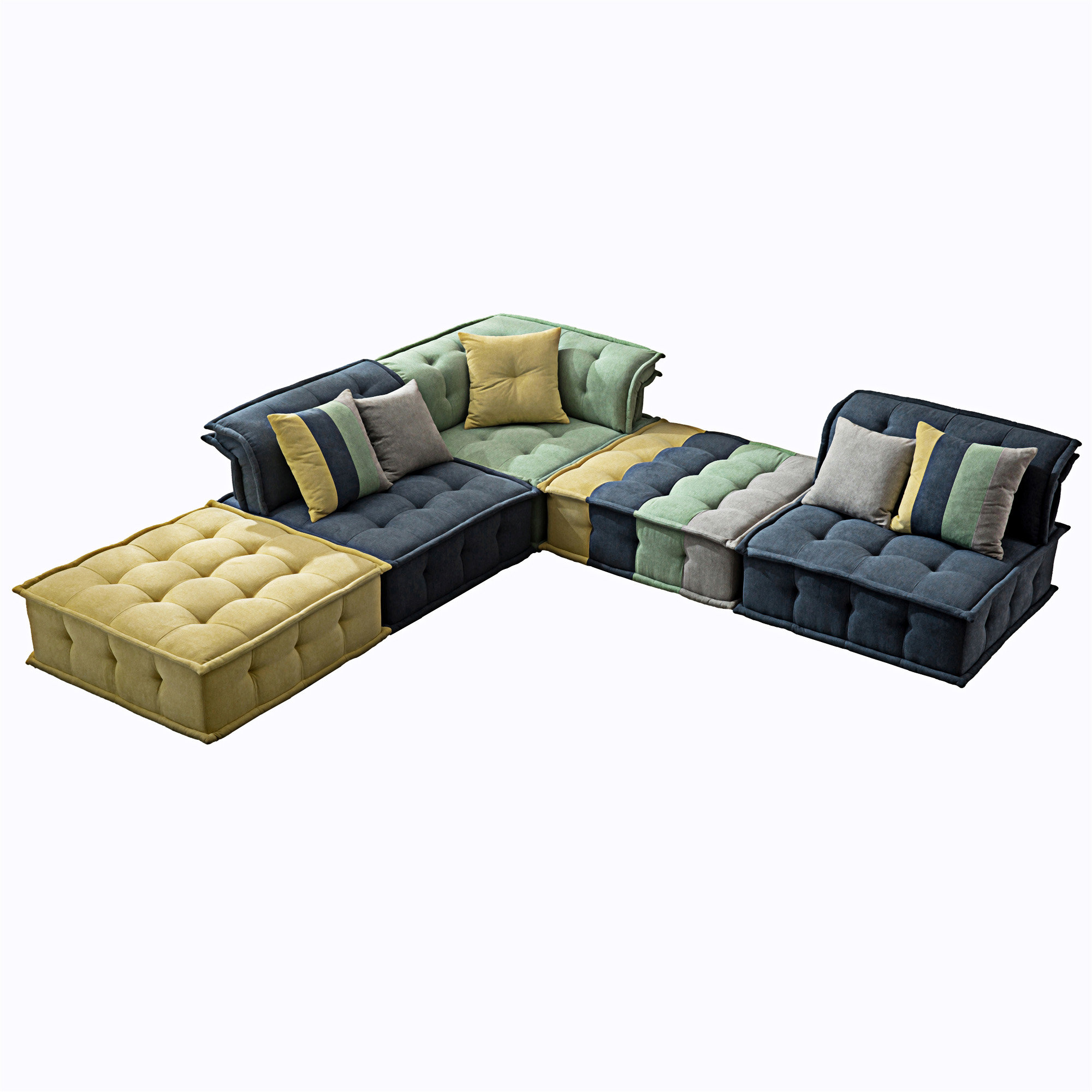 Ceballos Multicolor Fabric Modular Sectional Sofa | Wayfair