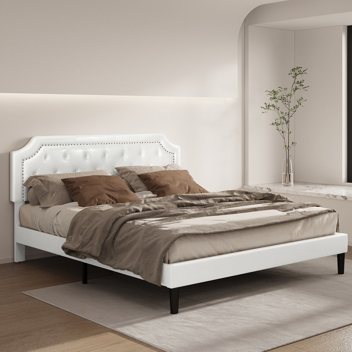 Winston Porter Jashod Bed Frame Upholstered Low Profile Platform Bed ...