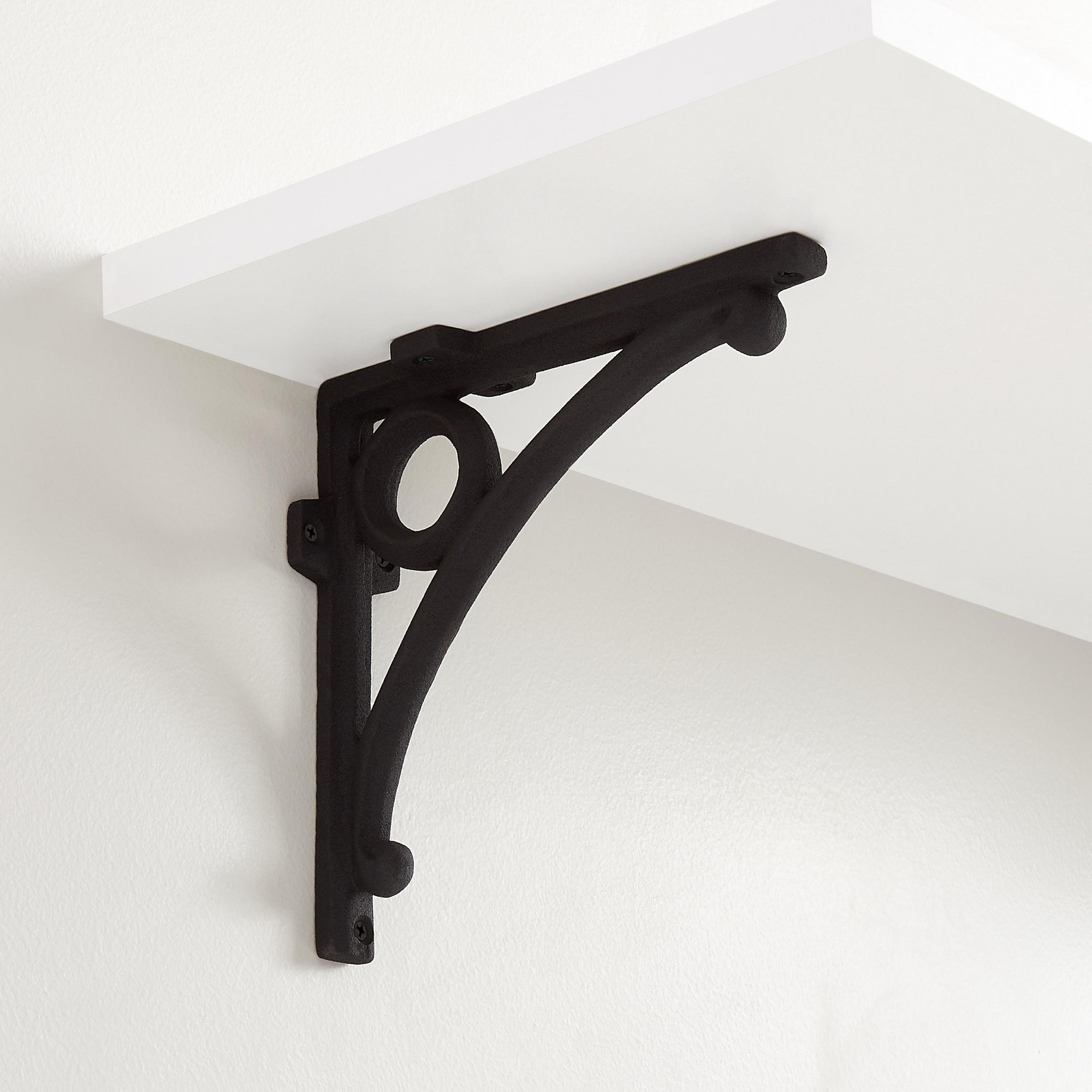 Signature Hardware Old-Fashioned Cast Iron Shelf Bracket - Black Powder ...