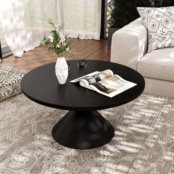 Latitude Run® Black Round Coffee Table Living Room Small Center Table ...