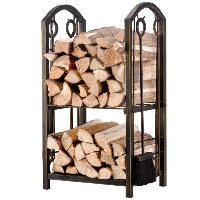 Red Barrel Studio® Roul 5 Pieces Firewood Rack Indoor Fireplace Tools ...
