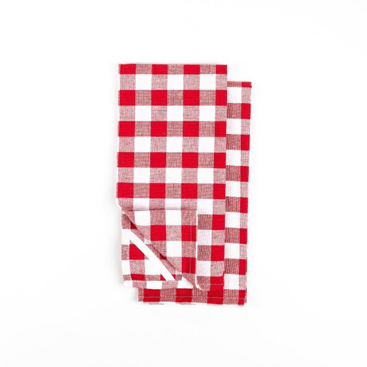 Gracie Oaks Carne Cotton Checkered Tea Towel Kitchen Towel | Wayfair
