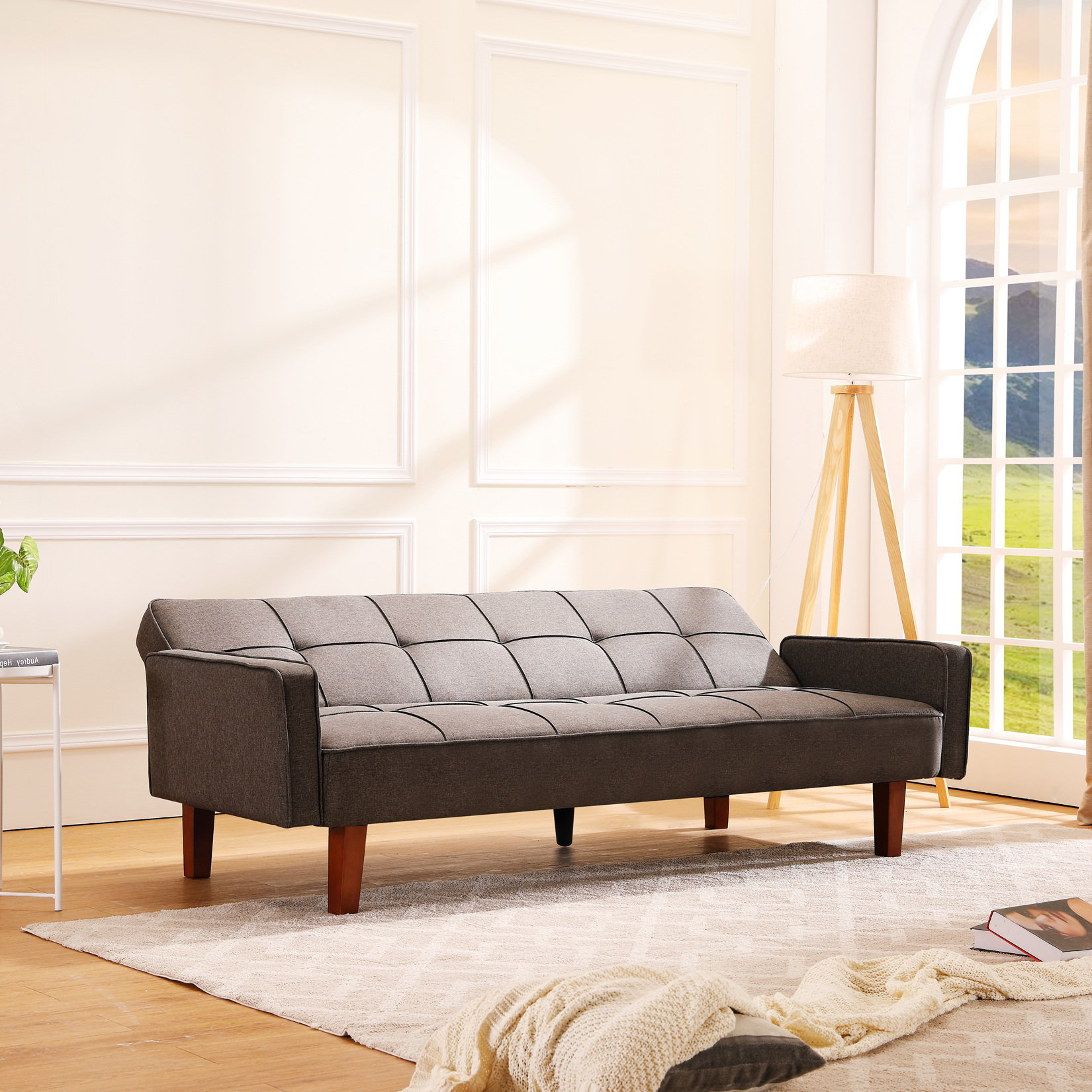 Ebern Designs Minush 75.13'' Velvet Sleeper | Wayfair