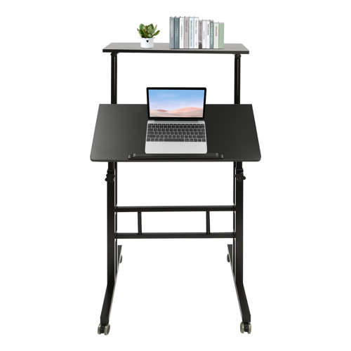 Inbox Zero 23.62'' W Adjustable Standing Desk with Wheels Home Office ...