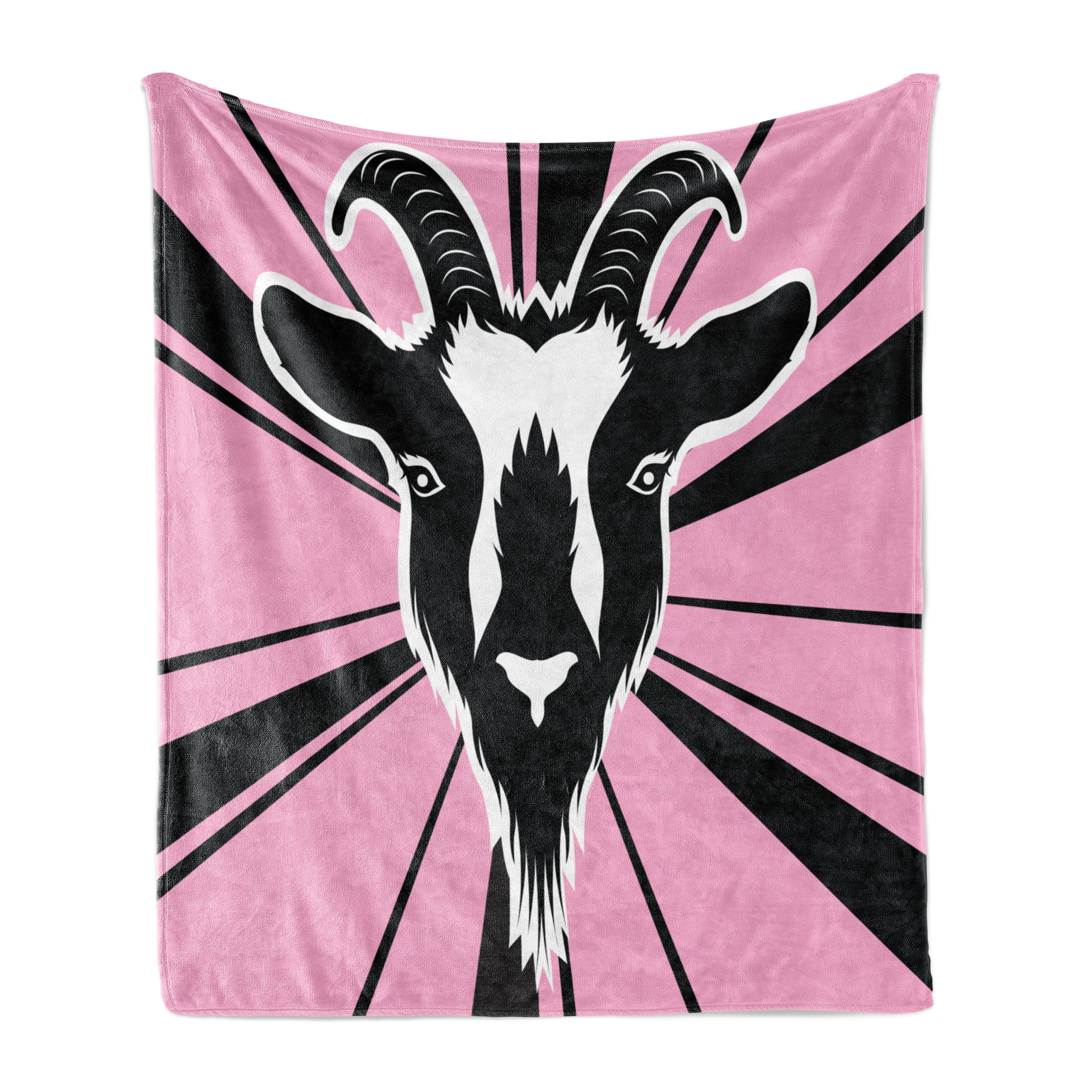 Ambesonne Goat Fleece Throw Blanket Graphic Goat Head Art Pale Pink ...