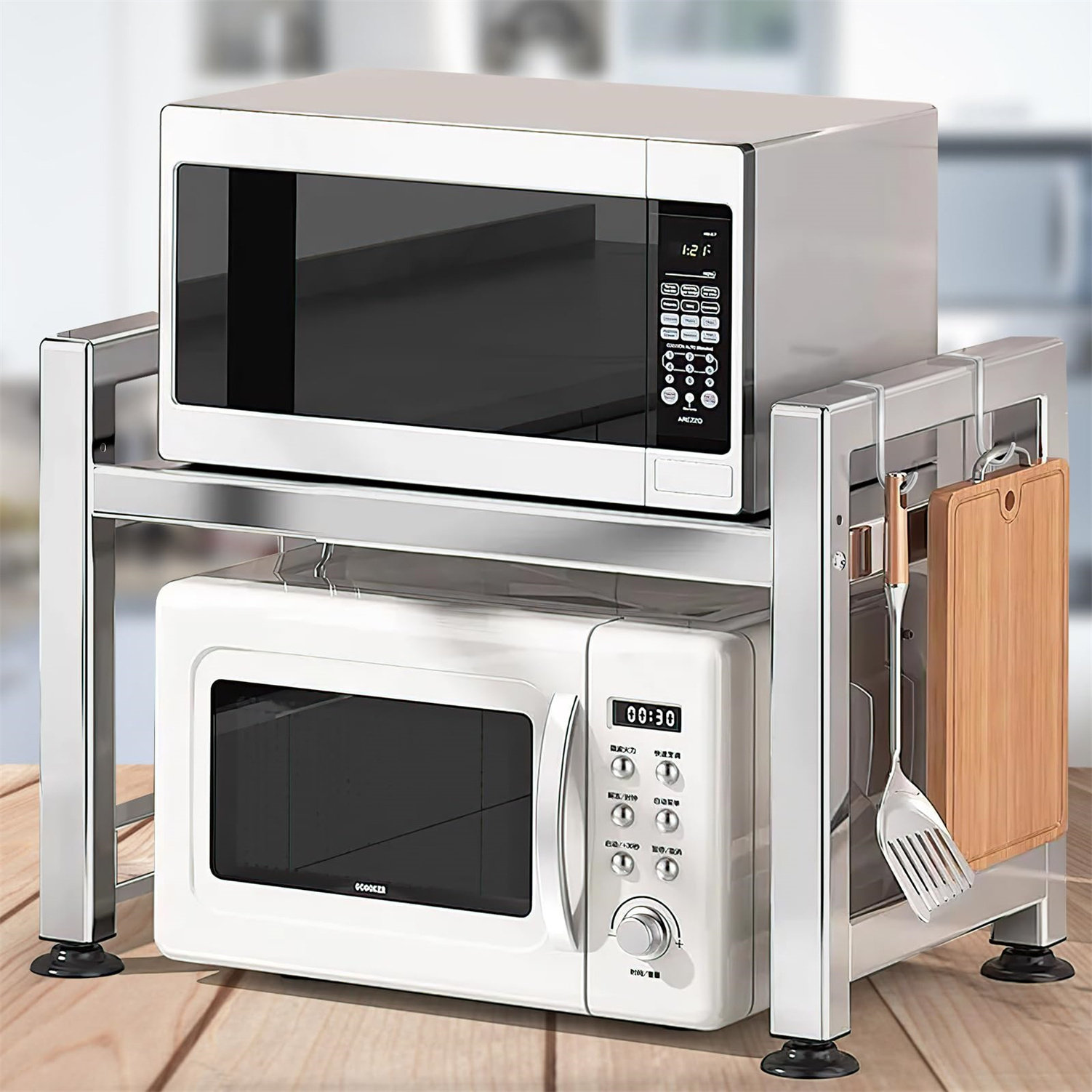 Rebrilliant Adjustable Stainless Steel Microwave Stand - Expandable 2 ...