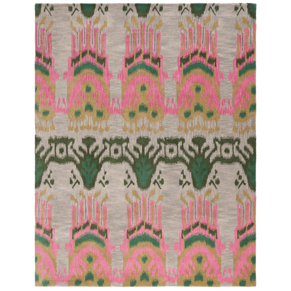 Bungalow Rose Kline Ikat Hand Tufted Wool Ikat Rug & Reviews | Wayfair