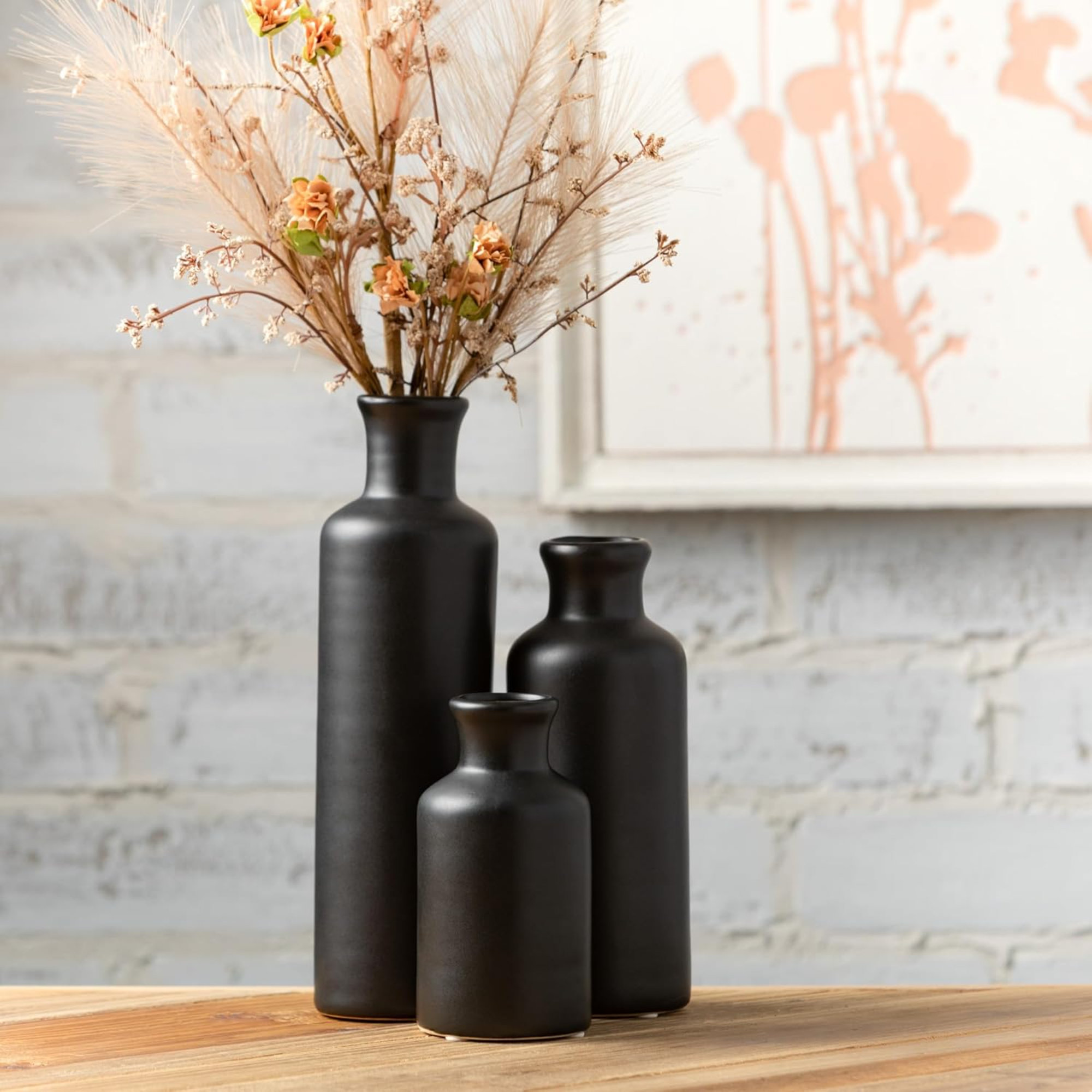 Ebern Designs Matte Ceramic Vase Set, Vases For Modern Home Decor ...