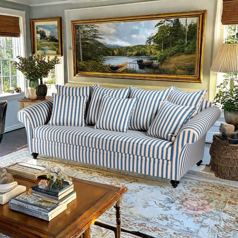 Axis Living Vintage Striped Fabric Sofa | Wayfair