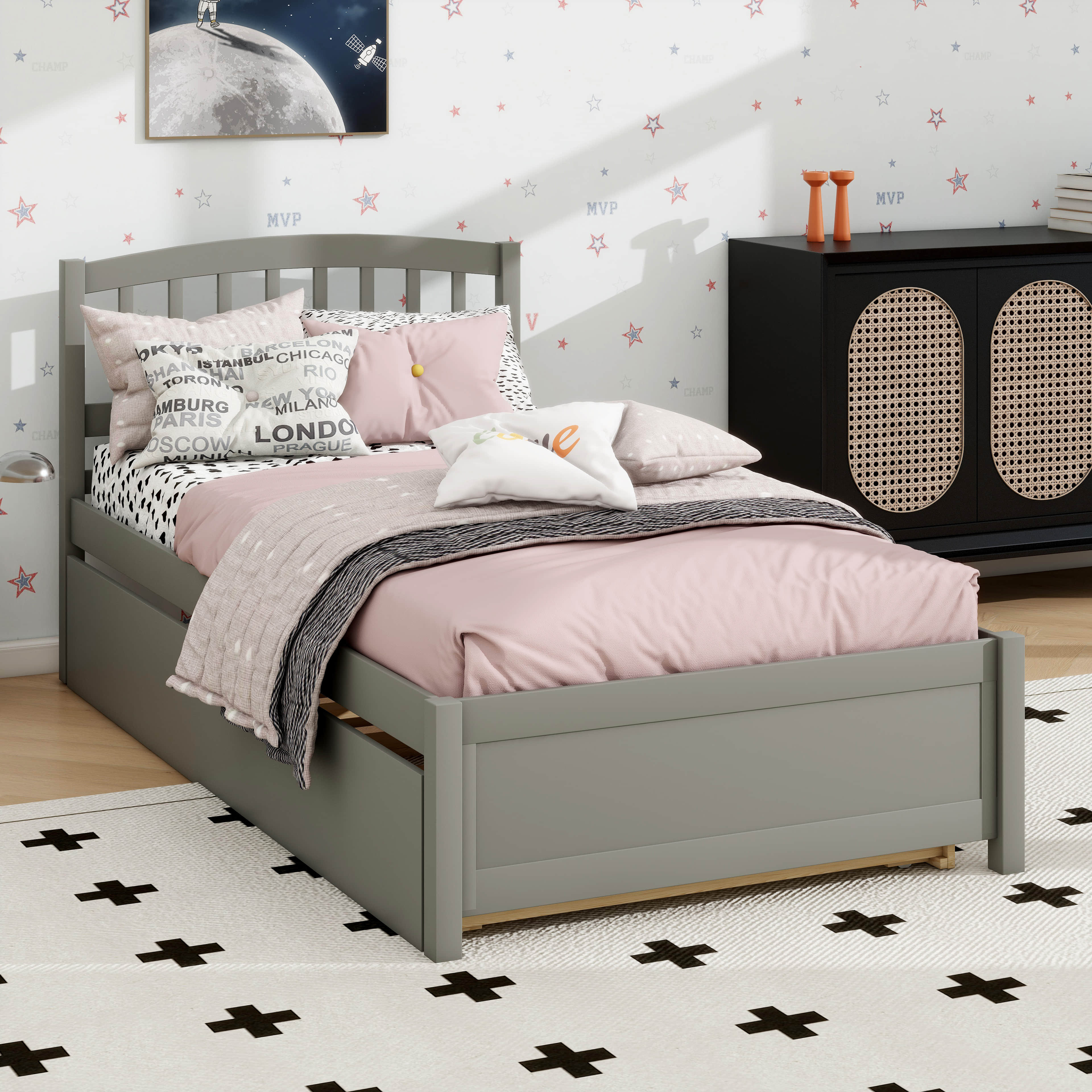 Lark Manor™ Twin-Sized Platform Bed With Wooden Frame And Underbed ...