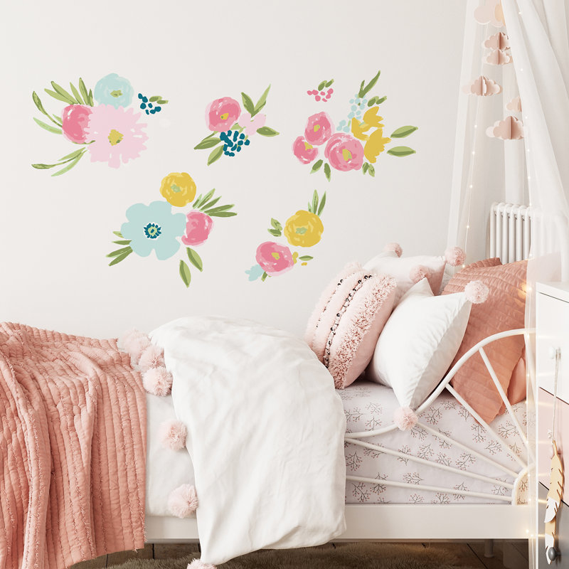 Room Mates Exploded Floral Pink Wall Decals | Wayfair