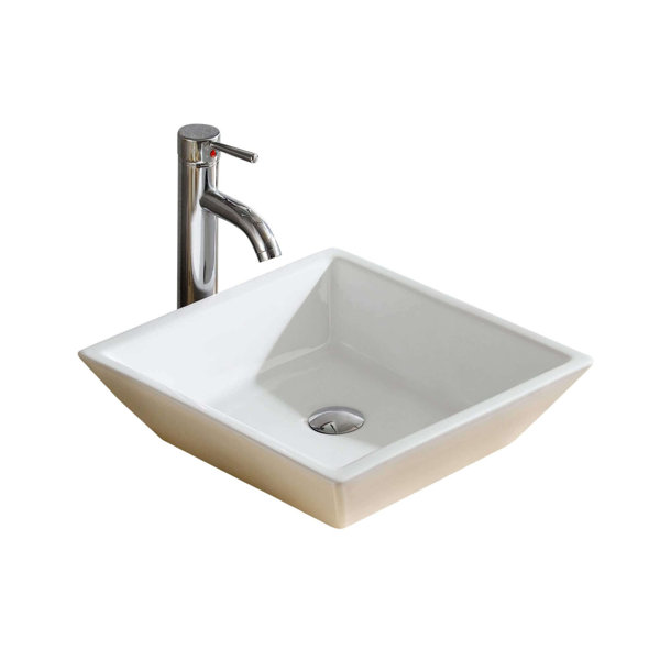 Fine Fixtures Modern Ceramic Square Vessel Bathroom Sink & Reviews ...