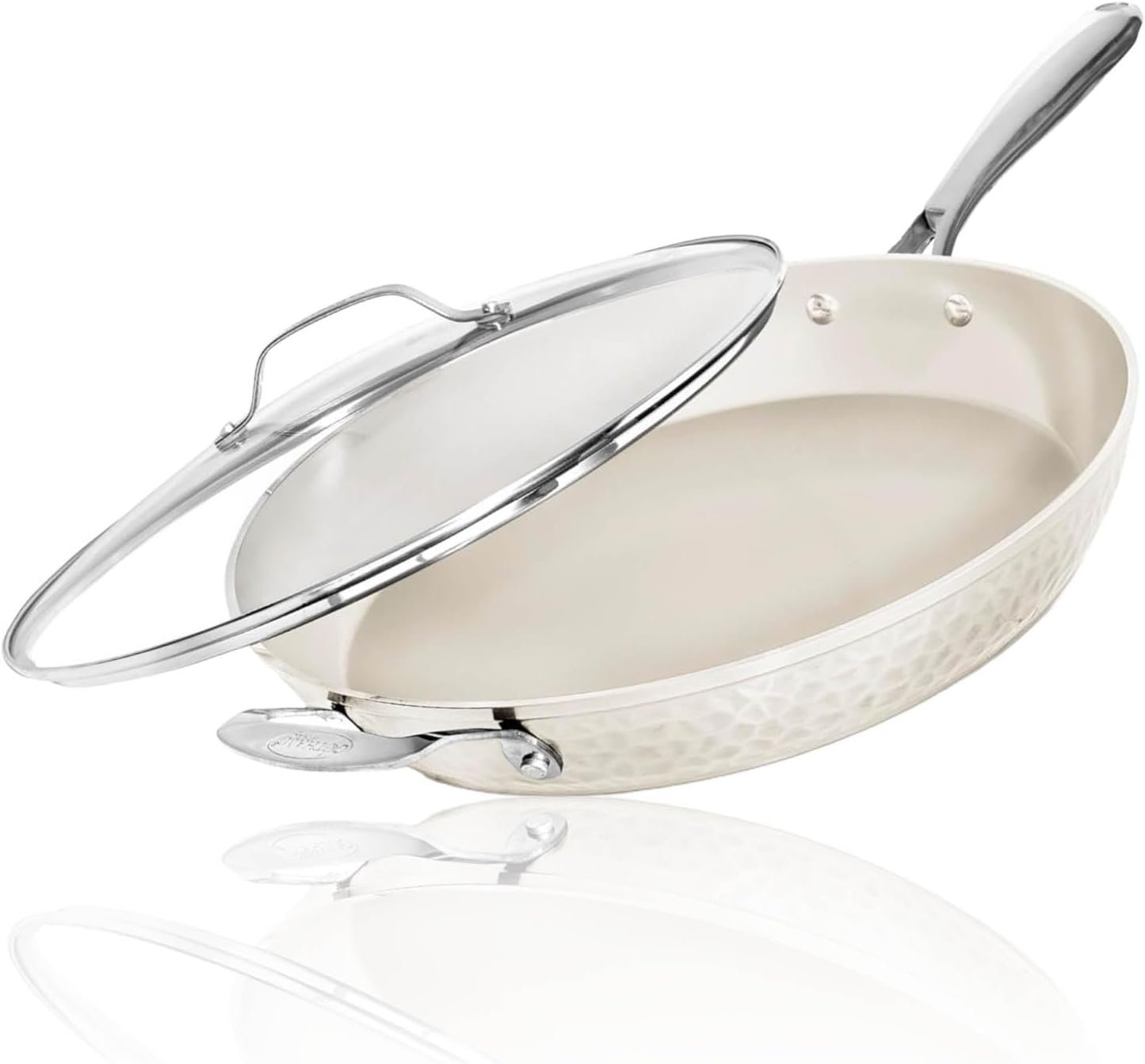 Gotham Steel Hammered Cream 10'' Ultra Ceramic Nonstick Fry Pan with ...