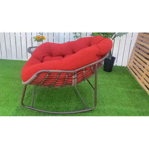 Corrigan Studio® Outdoor Ladena Rocking Rattan Chair with Cushions ...