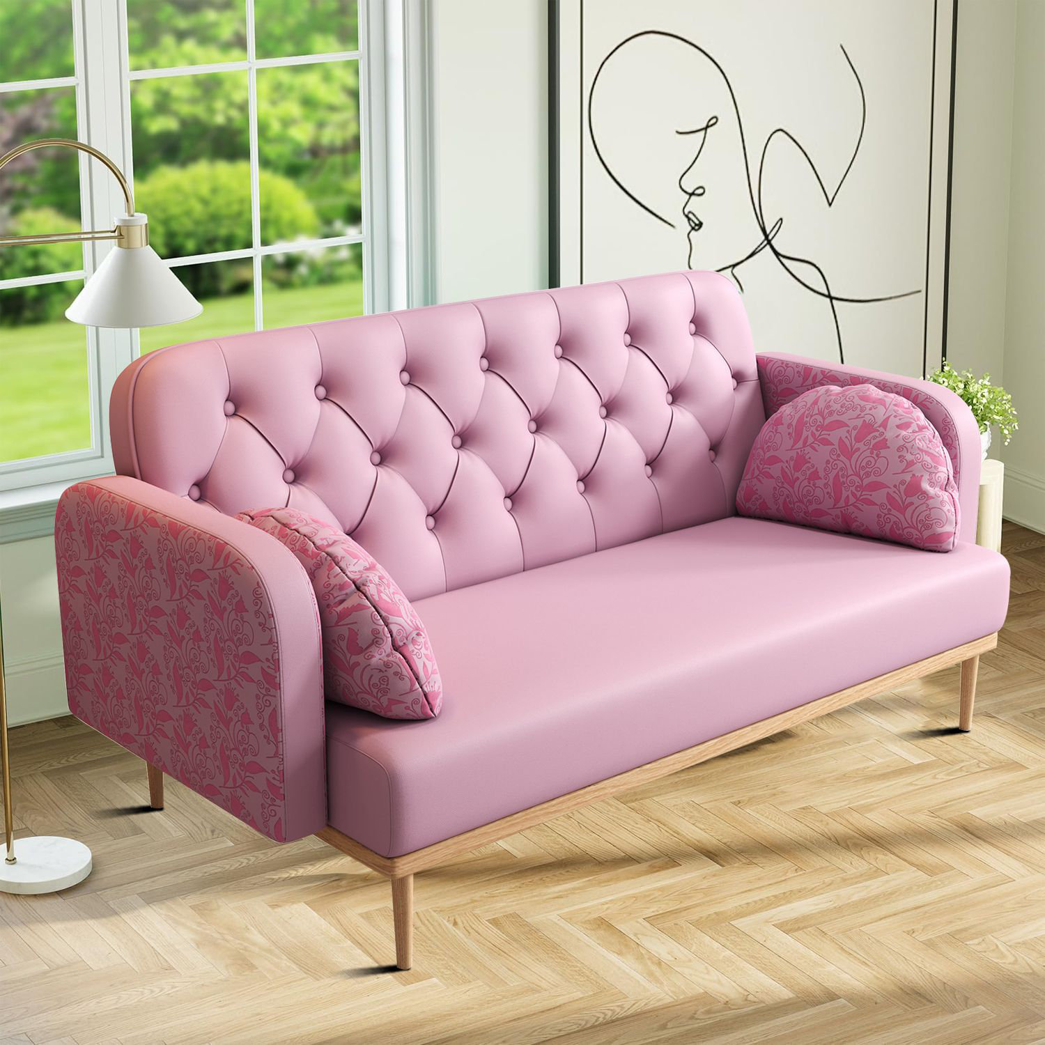 Latitude Run® Modern style two-seater loveseat sofa with wooden legs ...