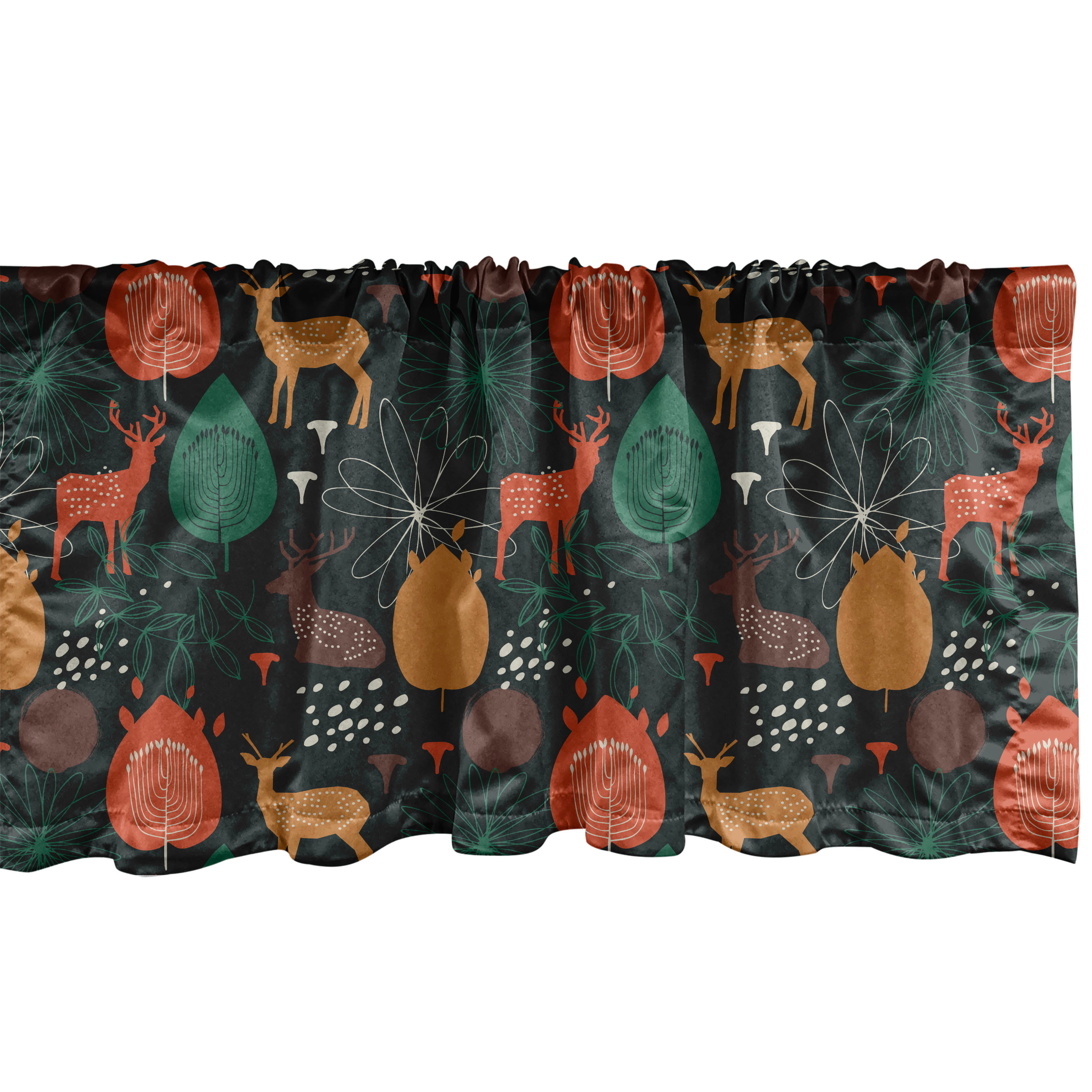 Ambesonne Autumn Valance Pack of 2 Wild Forest Season Gazelle Amber and ...