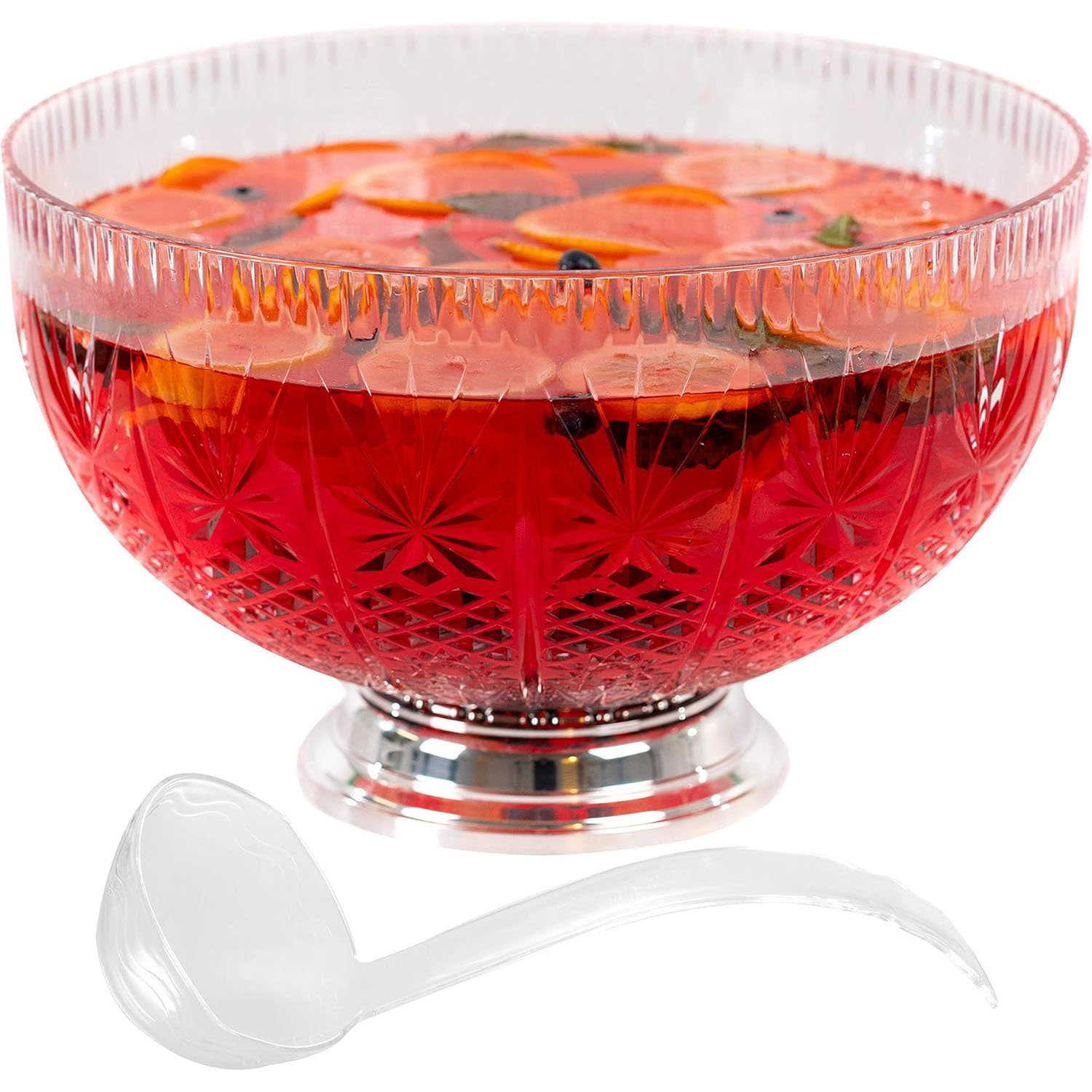 Red Barrel Studio® 3 Gallon Crystal-Cut Plastic Punch Bowl with Ladle ...