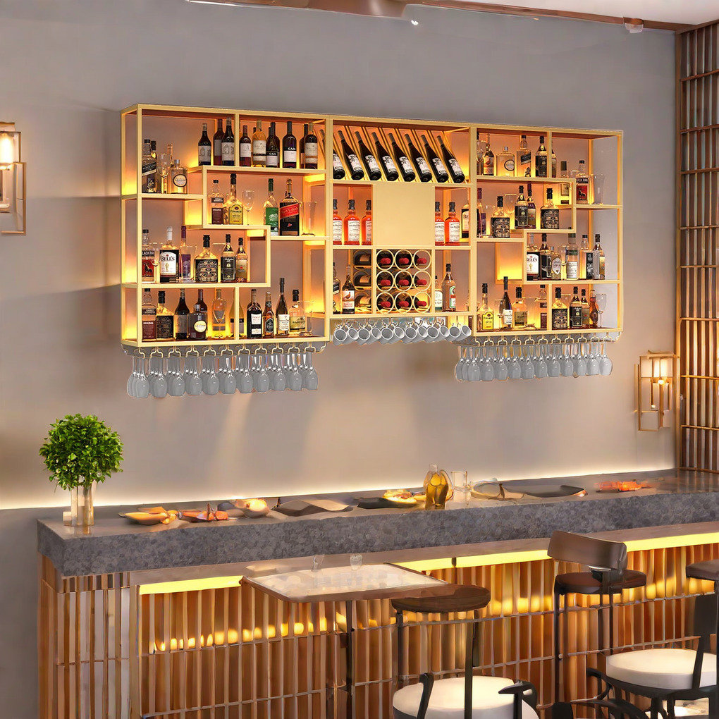 LY Retro Metalworks Simple Industrial Wall Mounted Metal Wine Rack Wall ...