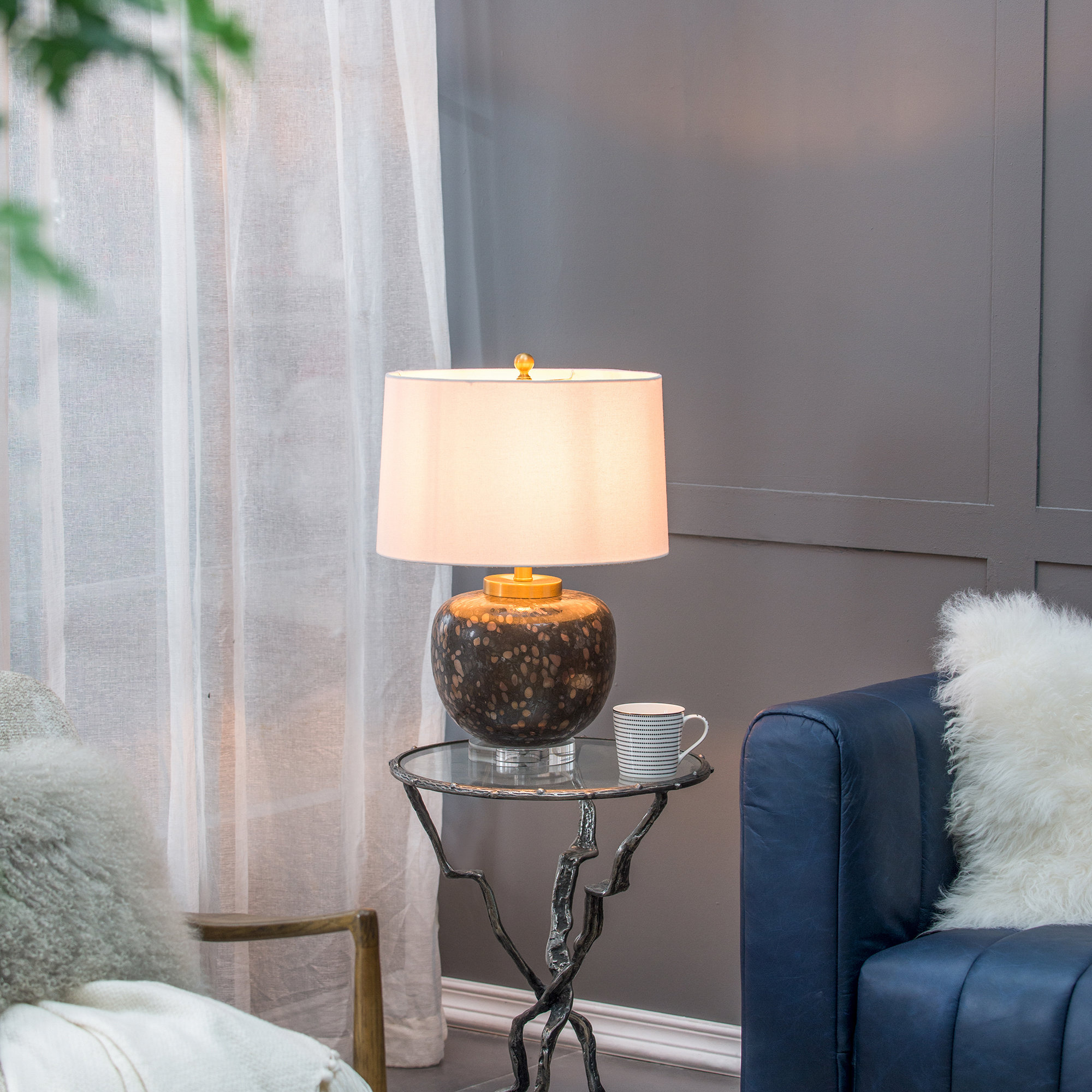 House of Hampton® Doylene 22" Black/Gold Table Lamp | Wayfair