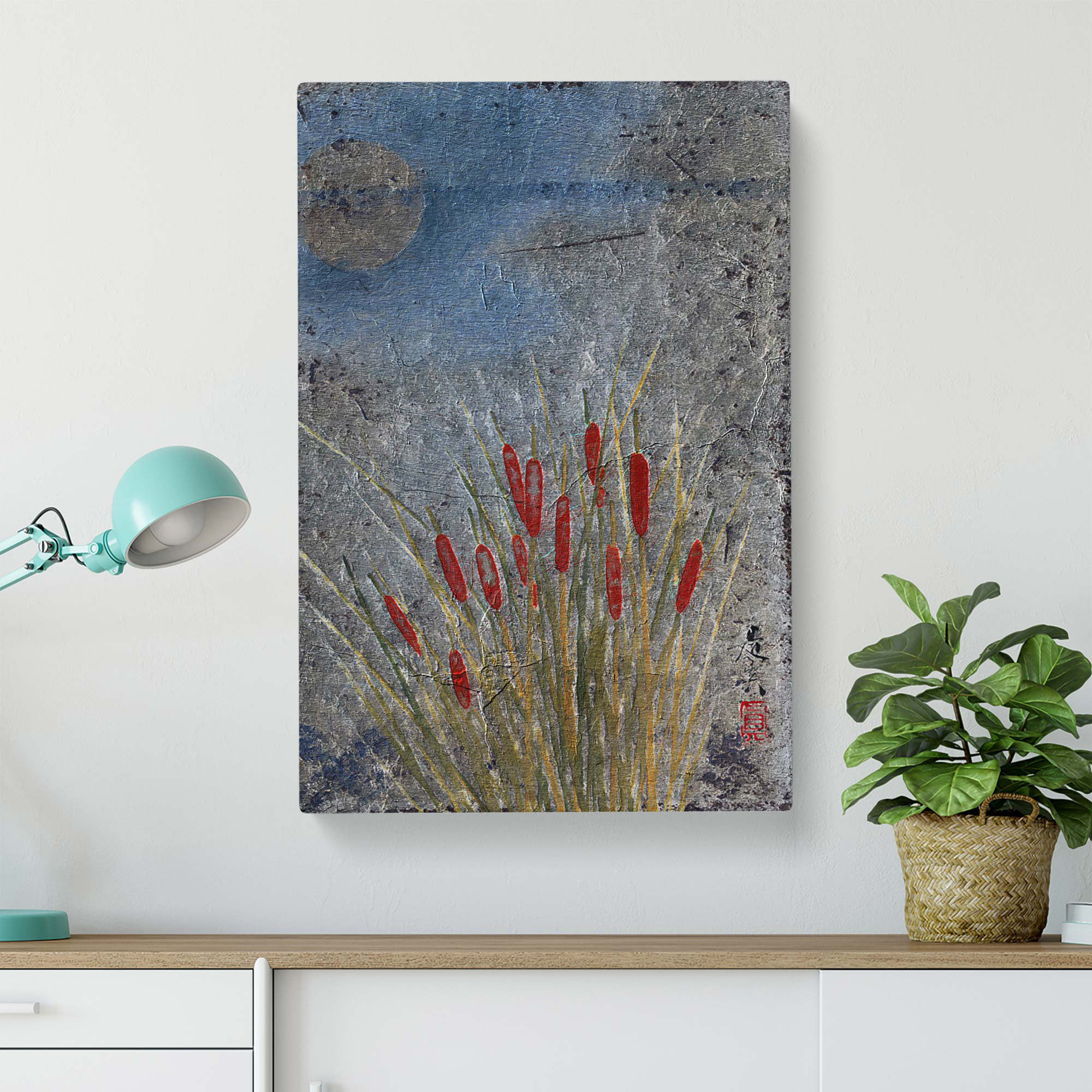 Brambly Cottage 'Cat Tails & Moon' by Shibata Zeshin - Wrapped Canvas ...